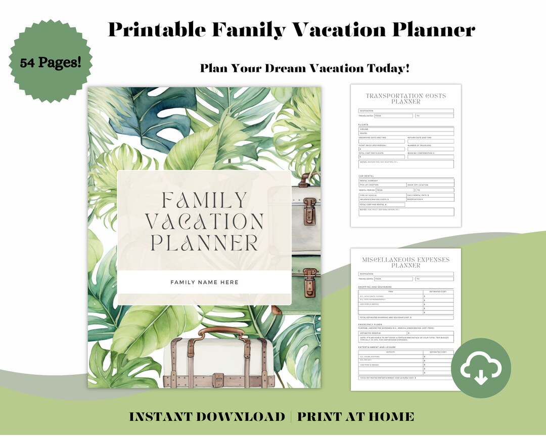 54 Page Family Vacation Planner | Plan Your Dream Vacation | Budget ...