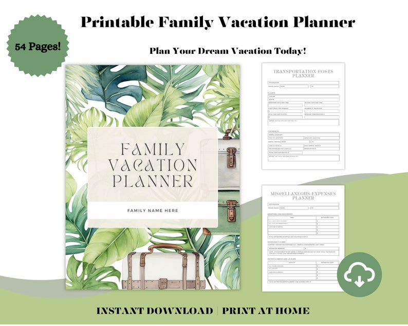 54 Page Family Vacation Planner | Plan Your Dream Vacation | Budget ...