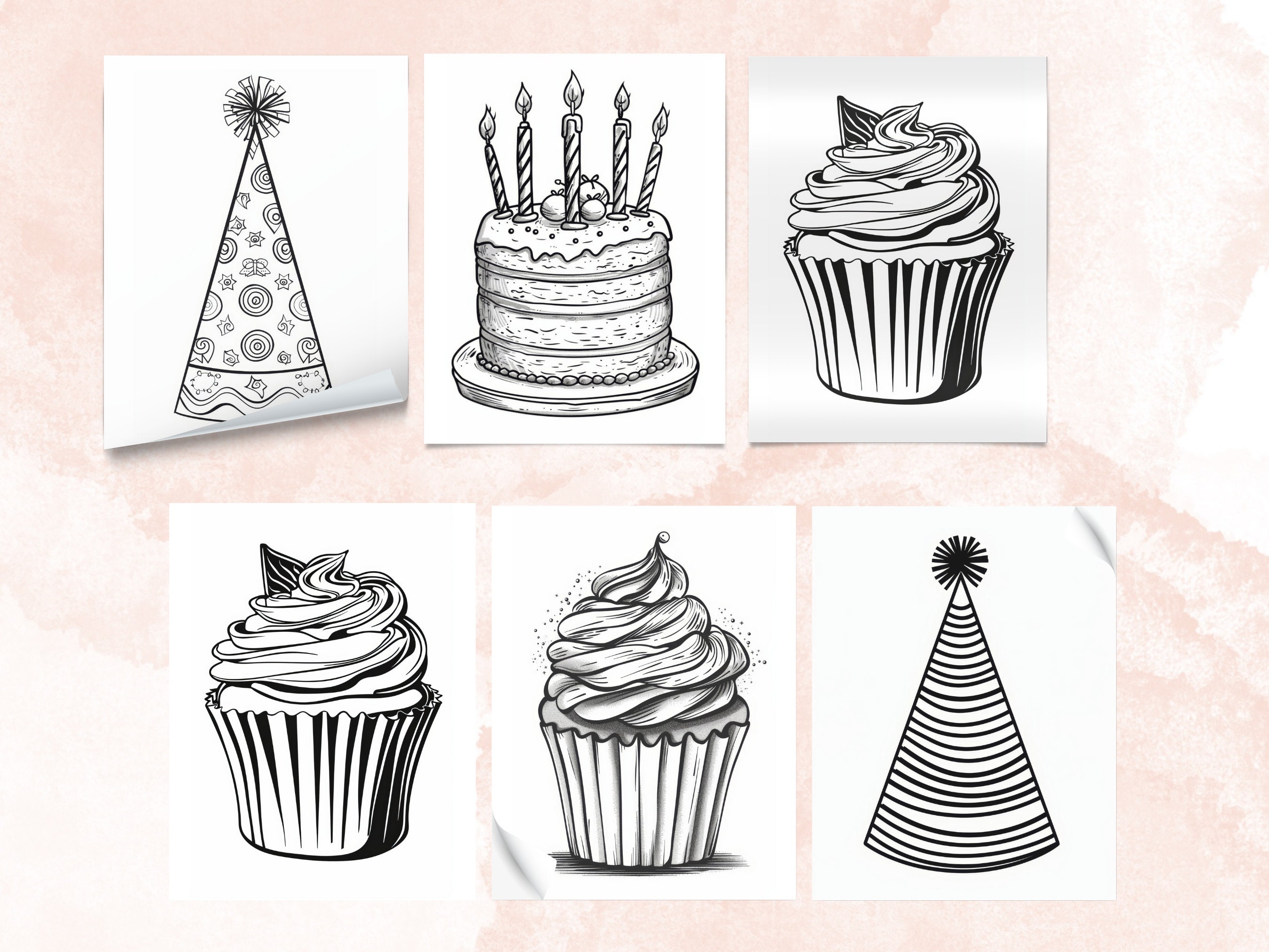 25 Birthday Party Coloring Pages | PDF Printable | Instant Download ...