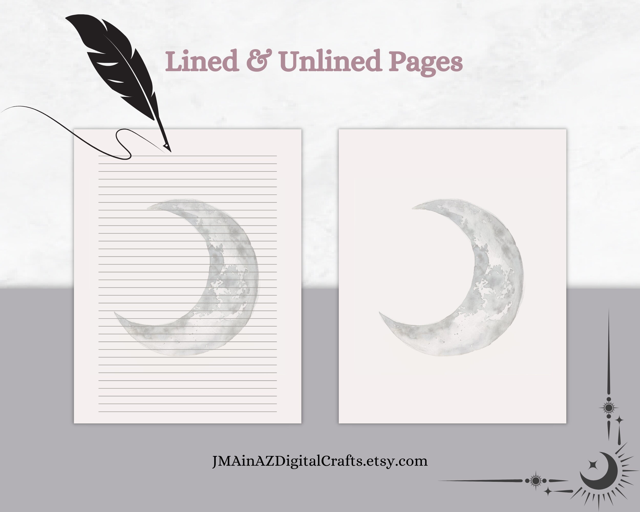 Printable Watercolor Moon Letter Writing Stationery | Moon Writing ...