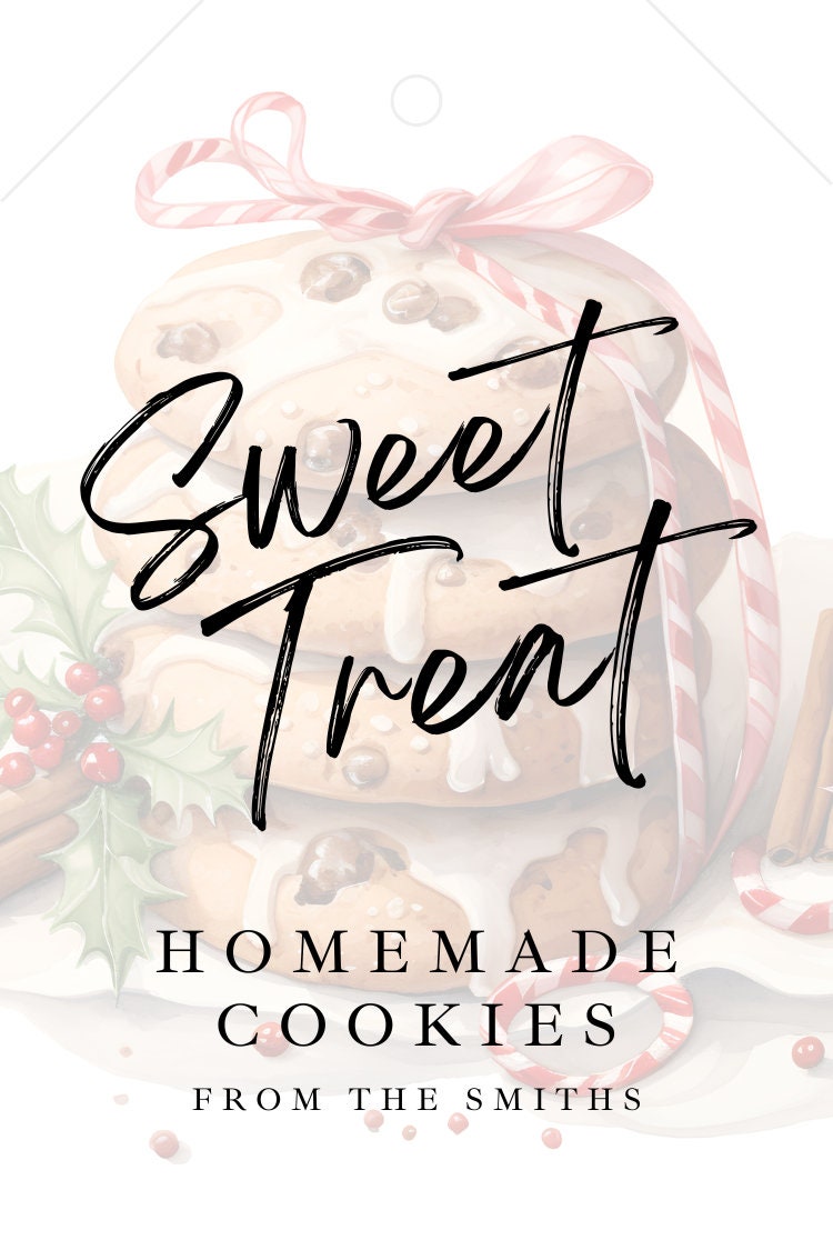 Holiday Cookie & Treat Gift Tag Canva Template | for Homemade Christmas ...