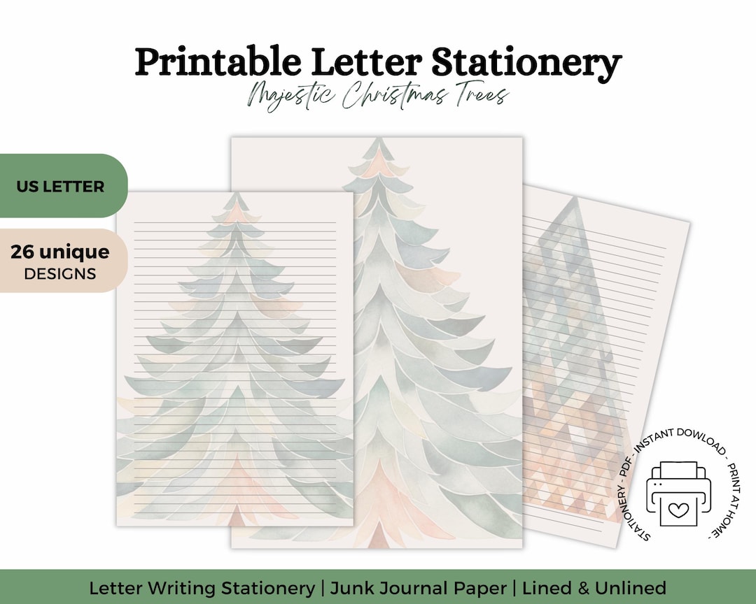 Printable Majestic Christmas Tree Letter Writing Stationery | Paper ...