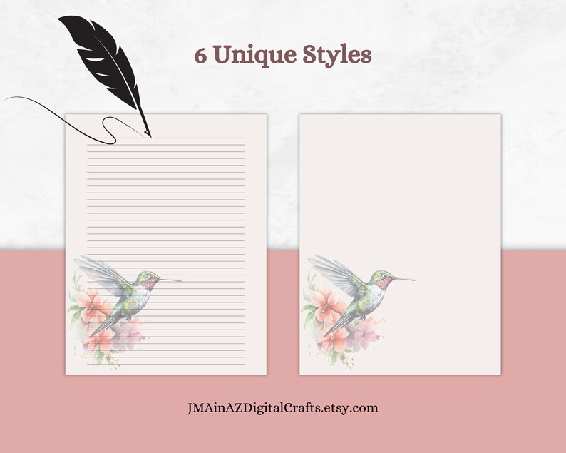 Printable Hummingbird Flutters Letter Writing Stationery | Writing ...