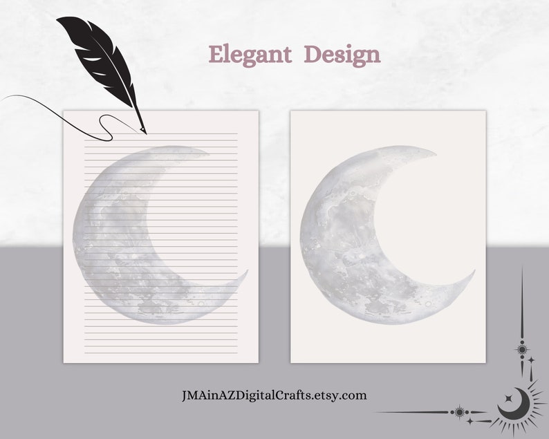 Printable Watercolor Moon Letter Writing Stationery | Moon Writing ...