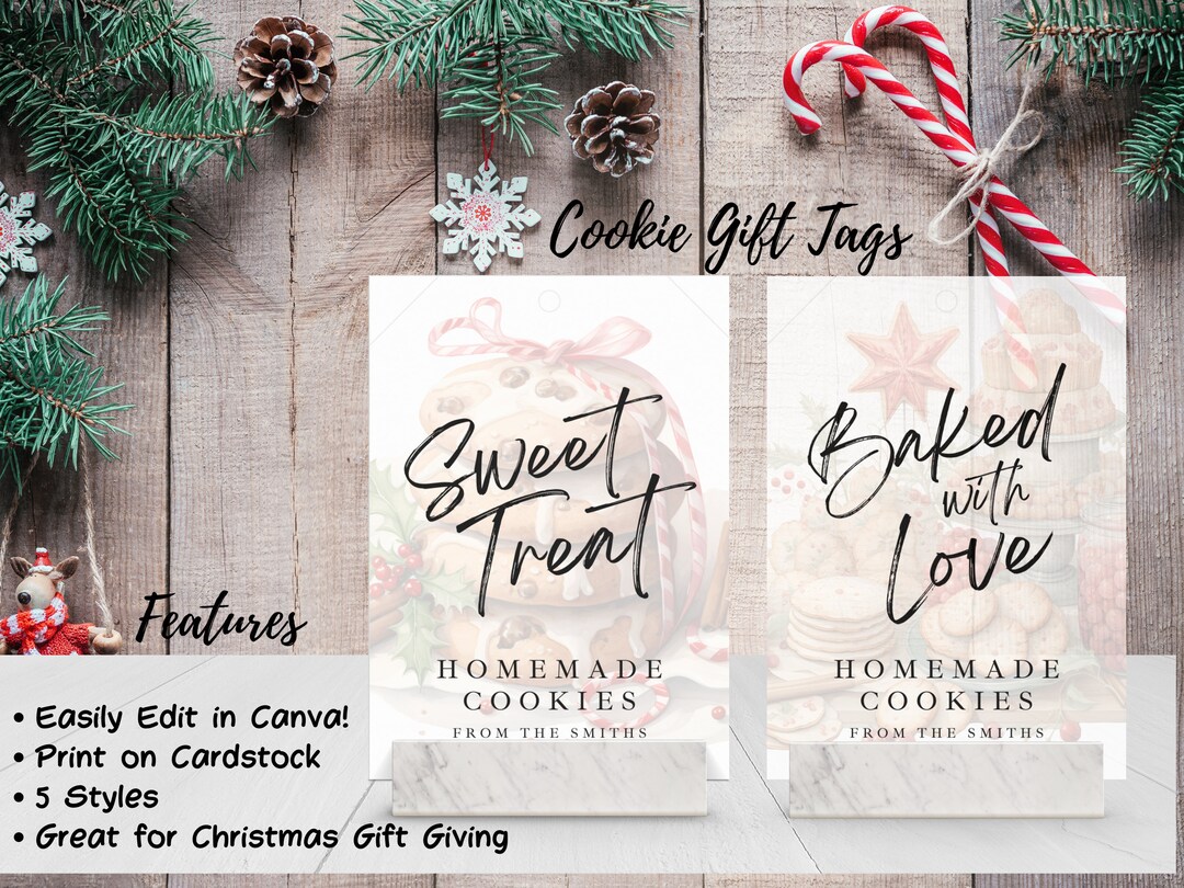 Holiday Cookie & Treat Gift Tag Canva Template | for Homemade Christmas ...