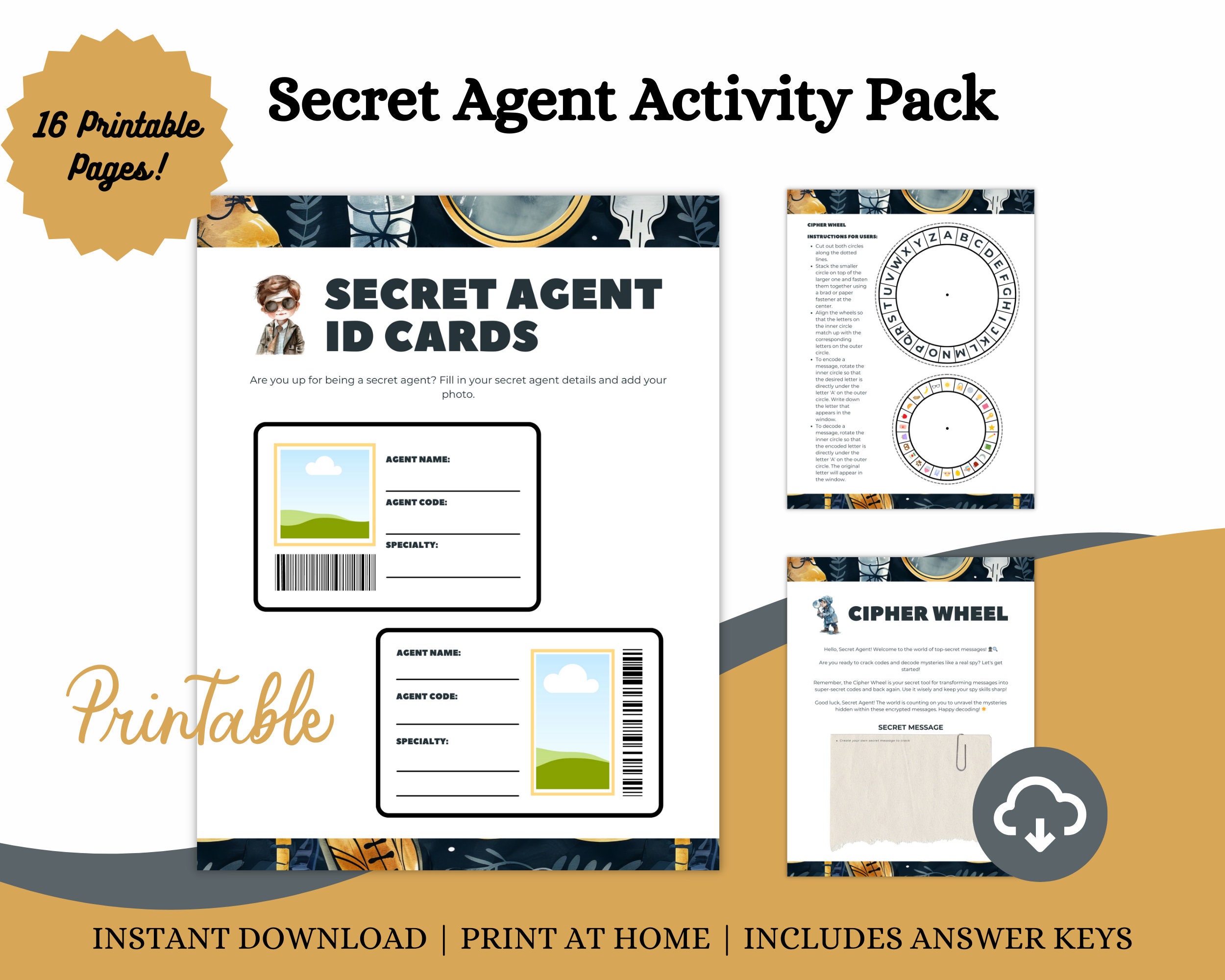Secret Agent Activity Pack for Kids: Decoding, Word Search, Maze ...