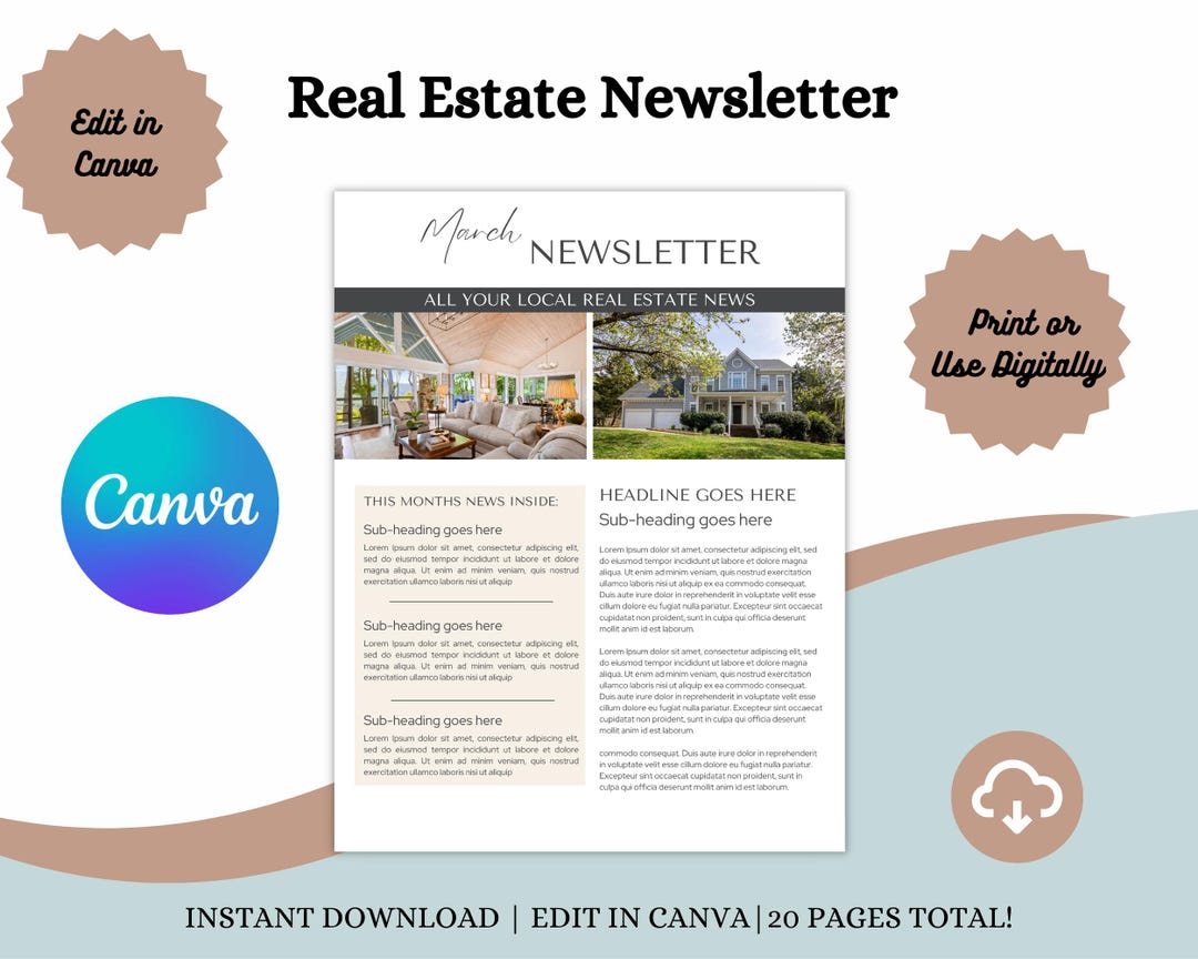 Realtor Canva Newsletter Template | Fully Customizable Newsletter for ...