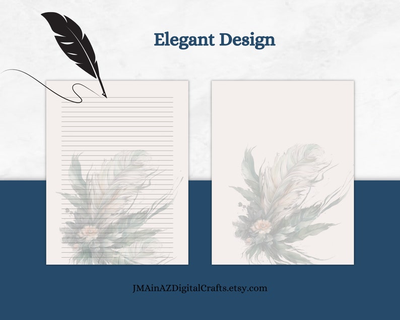 Printable Midnight Feathers Letter Writing Stationery | Writing Paper ...