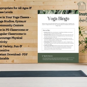 Yoga Bingo Cards for All Ages & Skill Levels | 5 Bingo Cards Pages ...