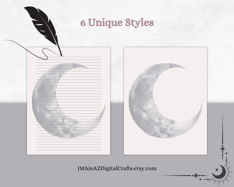 Printable Watercolor Moon Letter Writing Stationery | Moon Writing ...