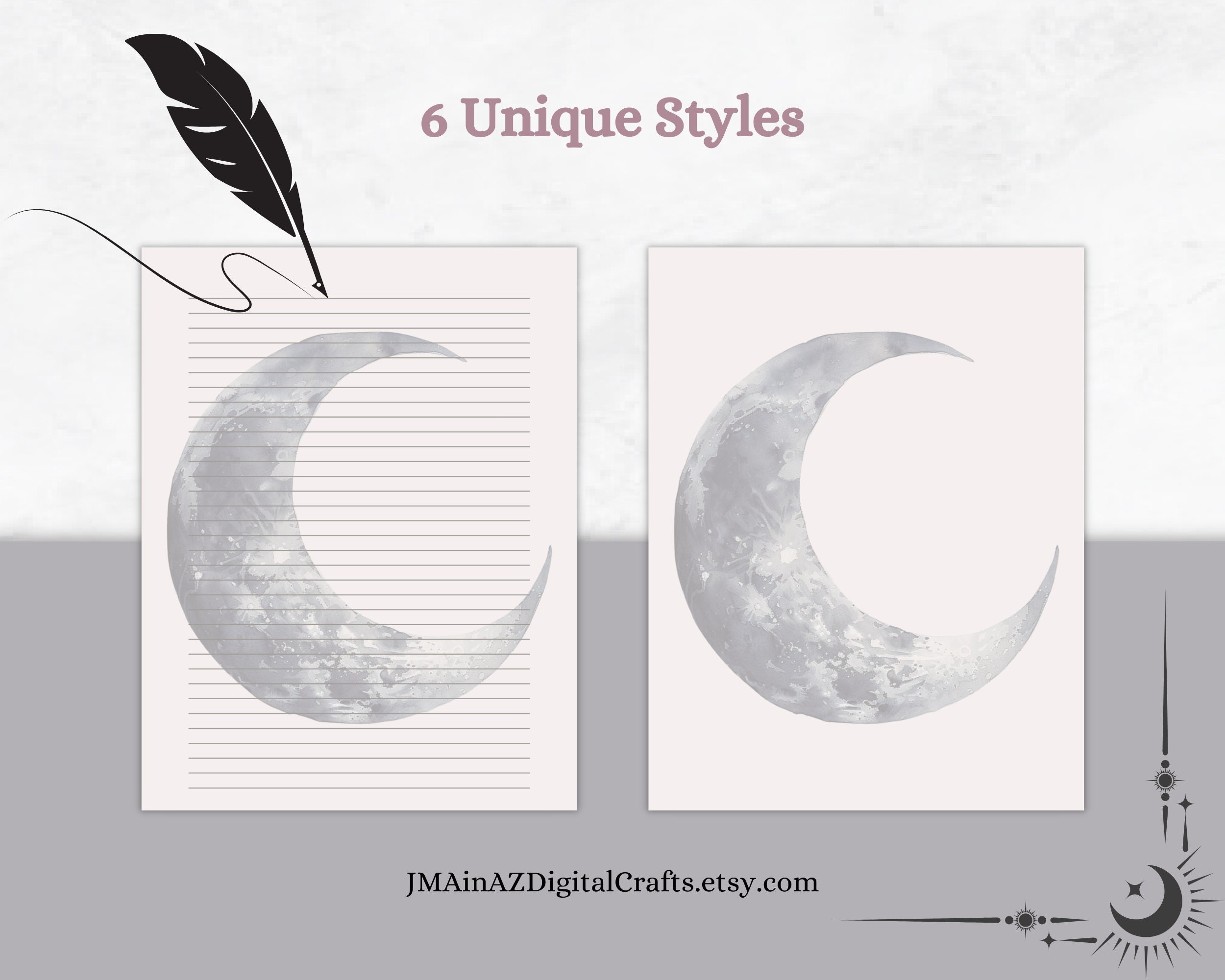 Printable Watercolor Moon Letter Writing Stationery | Moon Writing ...