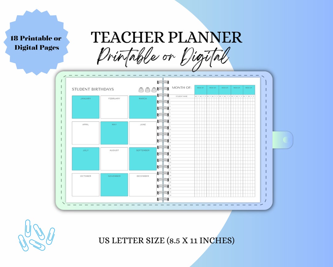 18 Page Teacher Planner | Grades, Attendance & Participation Tracking ...