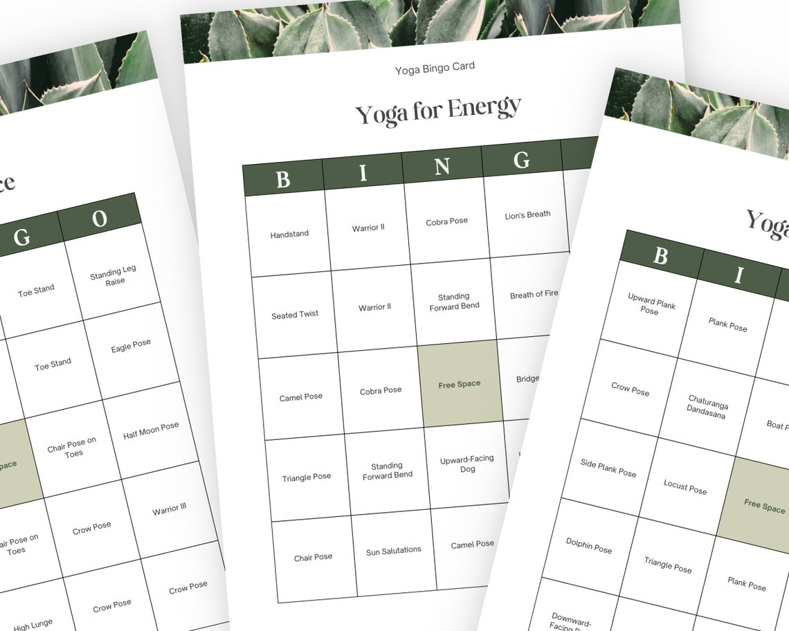 Yoga Bingo Cards for All Ages & Skill Levels | 5 Bingo Cards Pages: Yoga for Relaxation ...