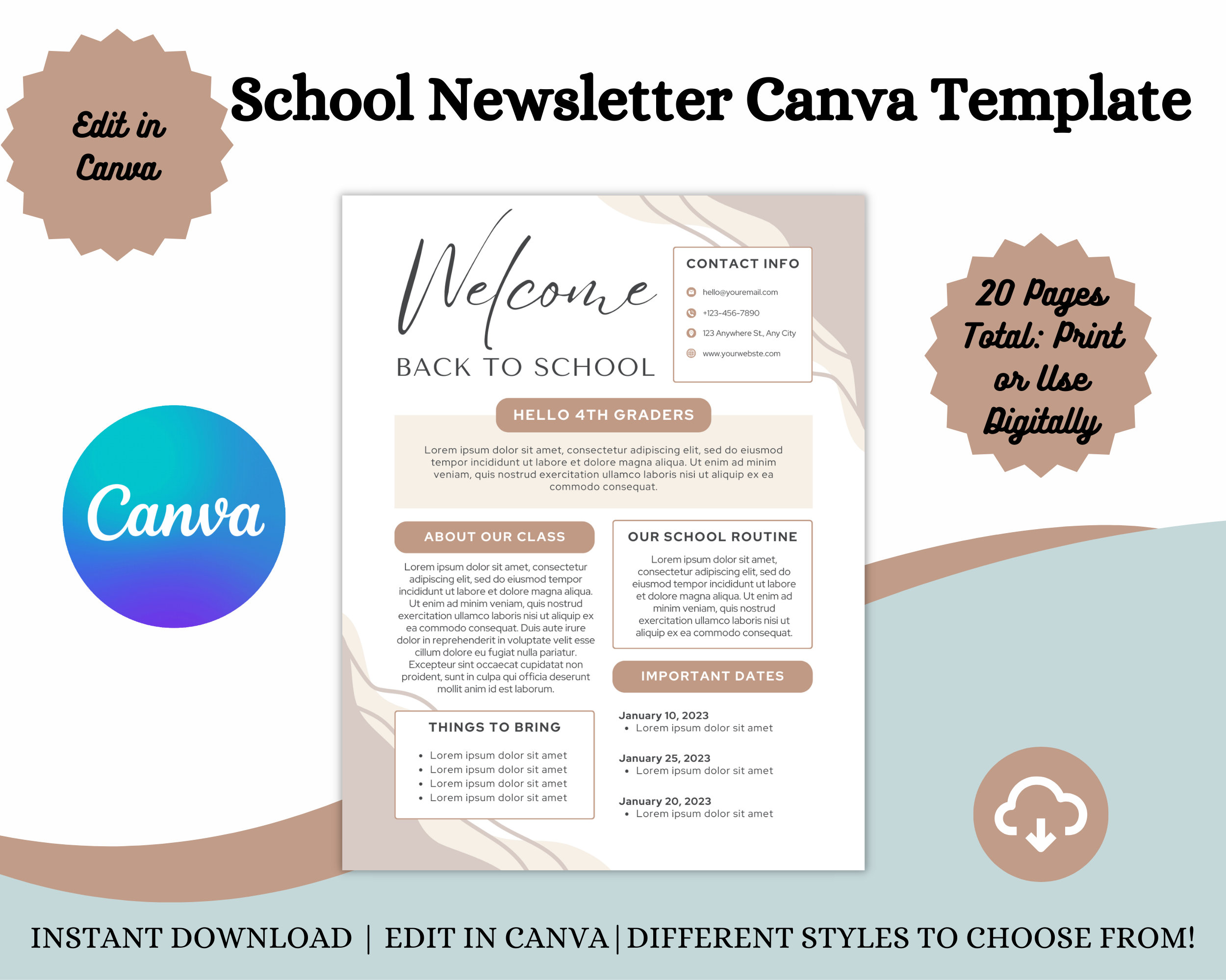 Canva Newsletter for School | Editable Classroom Newsletter Template ...