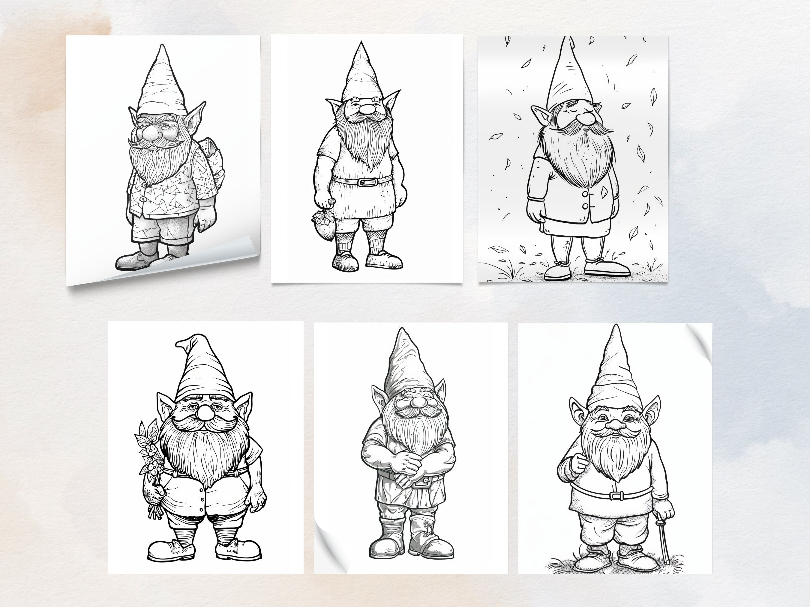 25 Garden Gnomes Coloring Pages | PDF Printable Coloring Book Pages for ...
