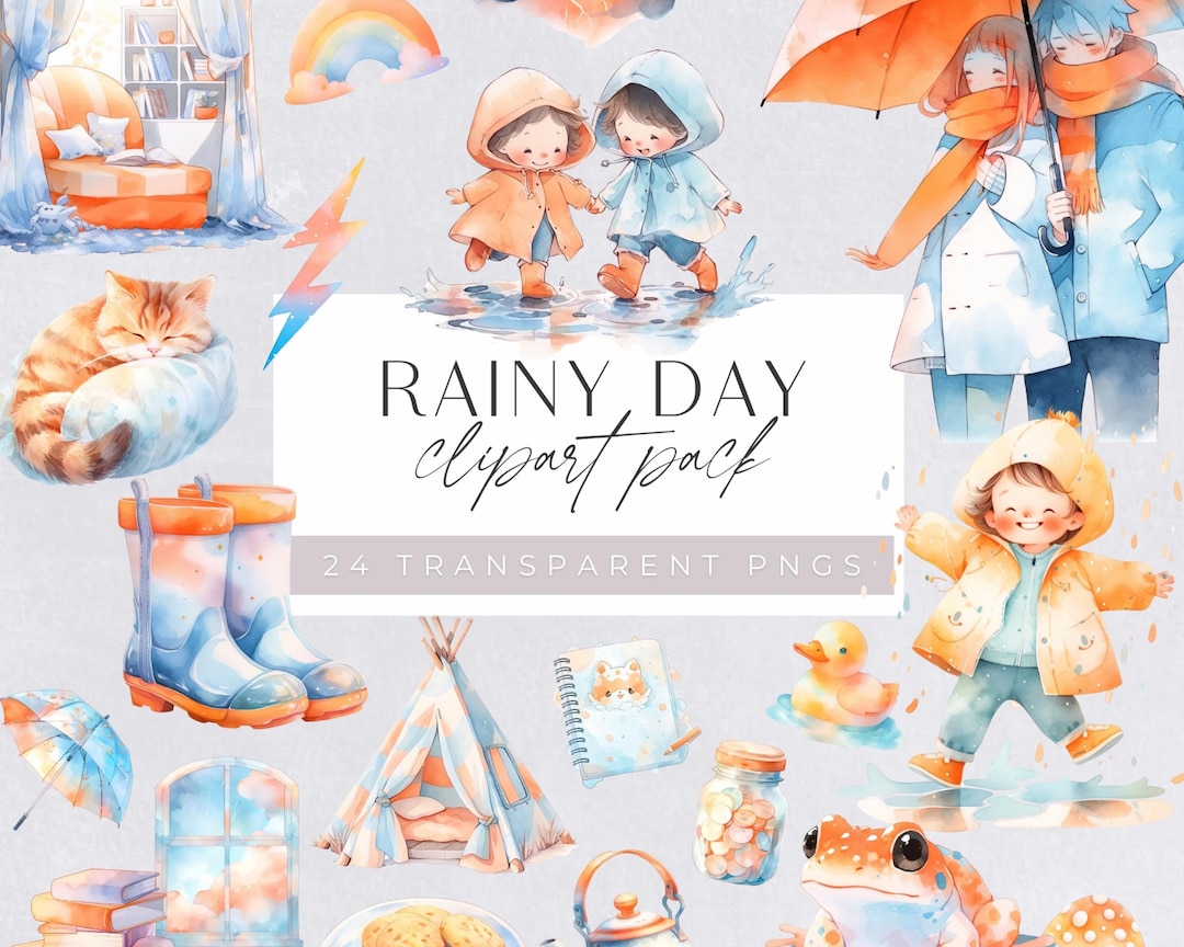 Rainy Day Clip Art Pack | 24 Transparent, Pre-cropped, High Resolution ...