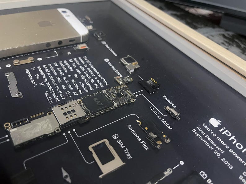 Disassembled iPhone 5 / 5S / SE Frame Art [BLACK SCENE], Teardown With ...