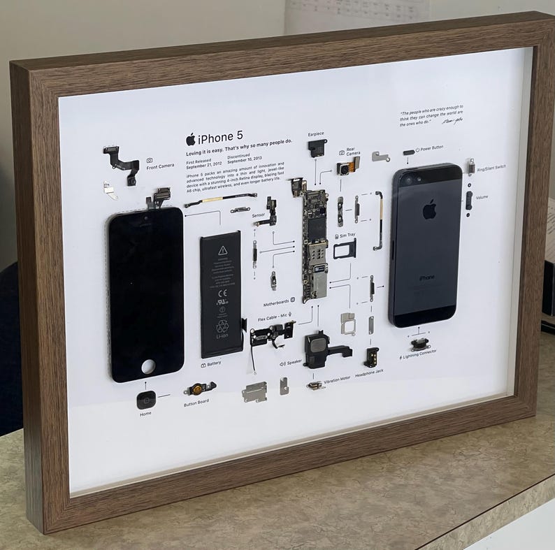 Disassembled iPhone 5 / 5S / SE Frame Art, Teardown With Framed Art ...