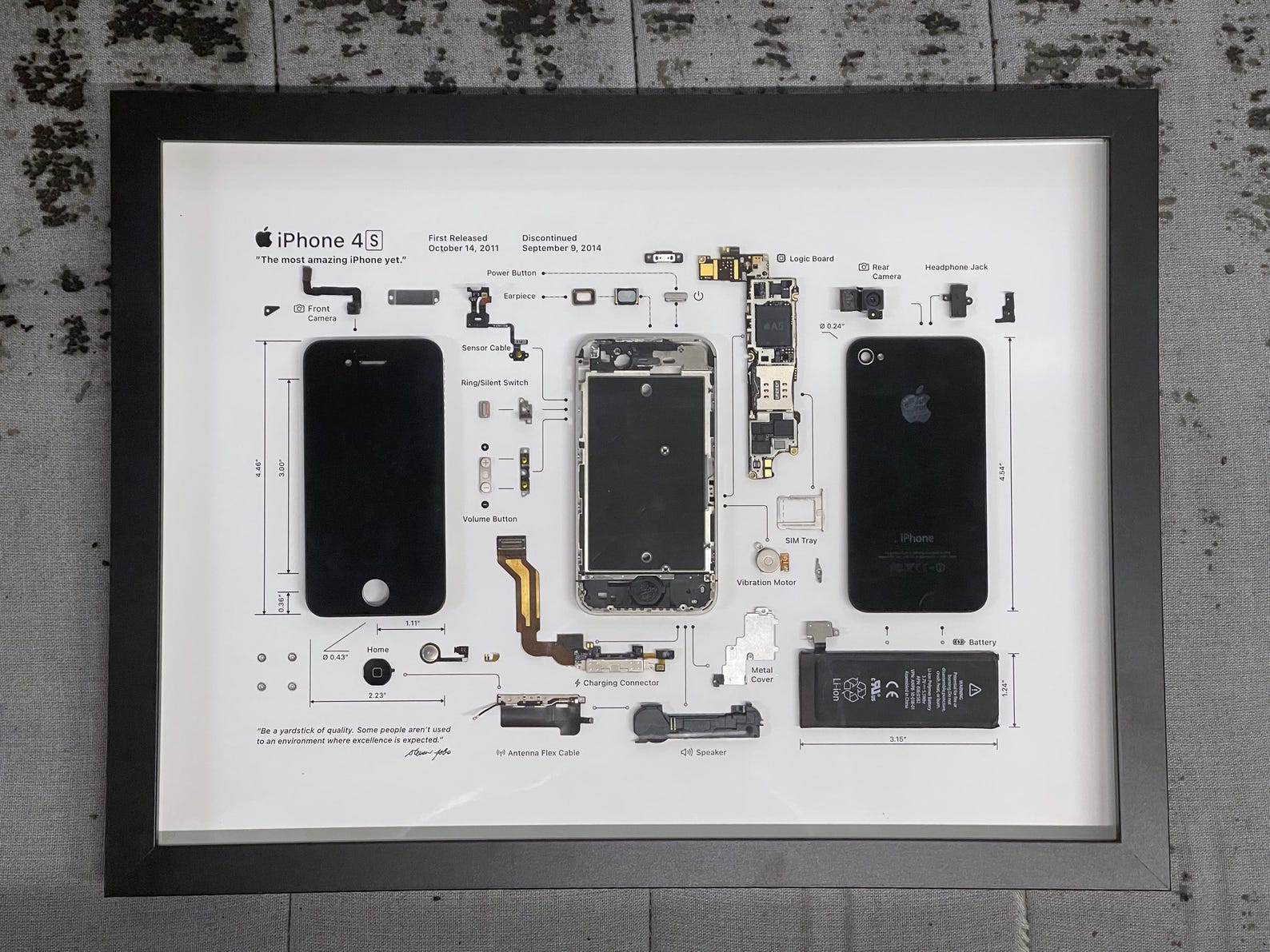 Disassembled iPhone 4 / 4S Frame Art, Teardown With Framed Art ...