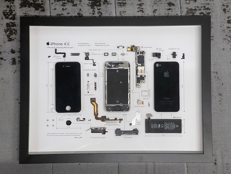 Disassembled iPhone 4 / 4S Frame Art, Teardown With Framed Art ...