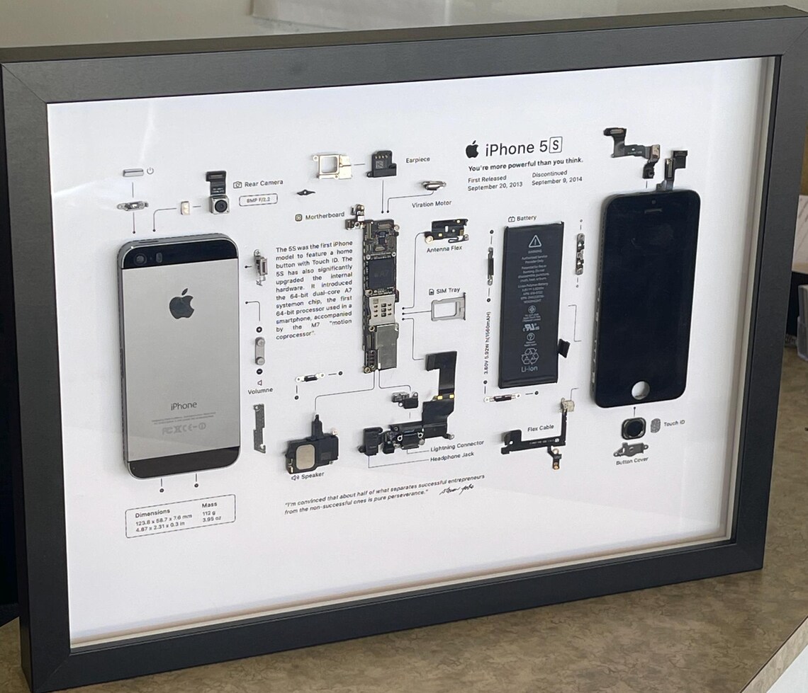 Disassembled iPhone 5 / 5S / SE Frame Art, Teardown With Framed Art ...