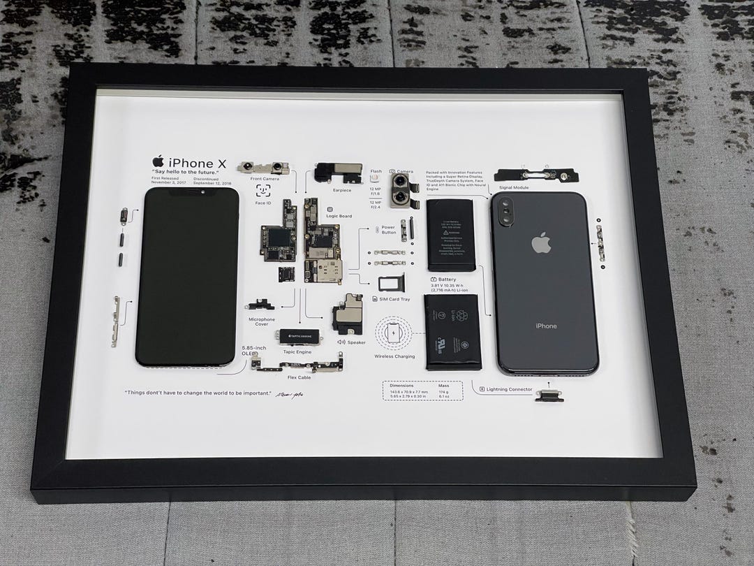 Disassemble iPhone X Frame Art, Teardown With Framed Art, Deconstructed ...