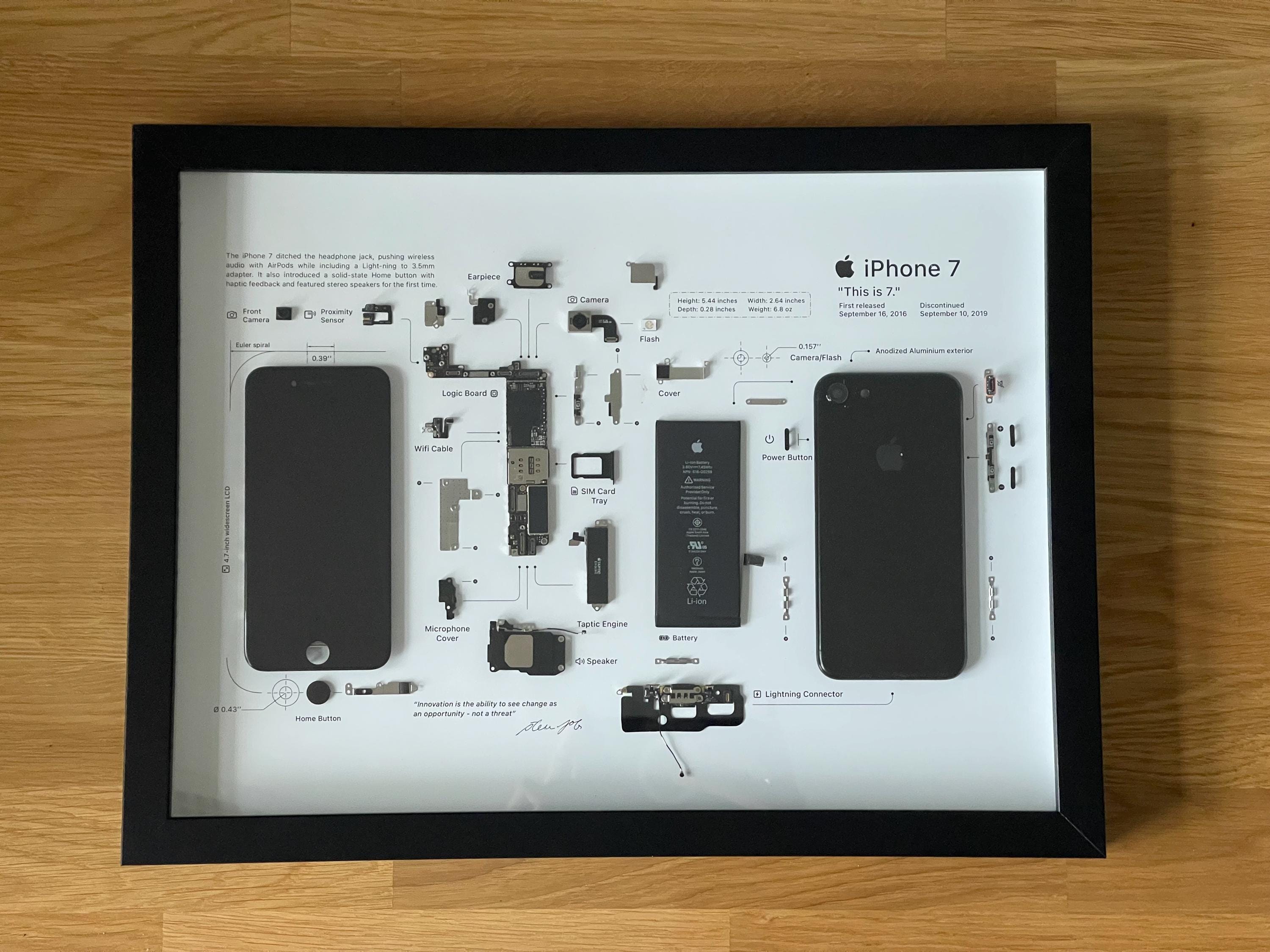 Disassembled iPhone 7 Frame Art, Teardown With Framed Art ...