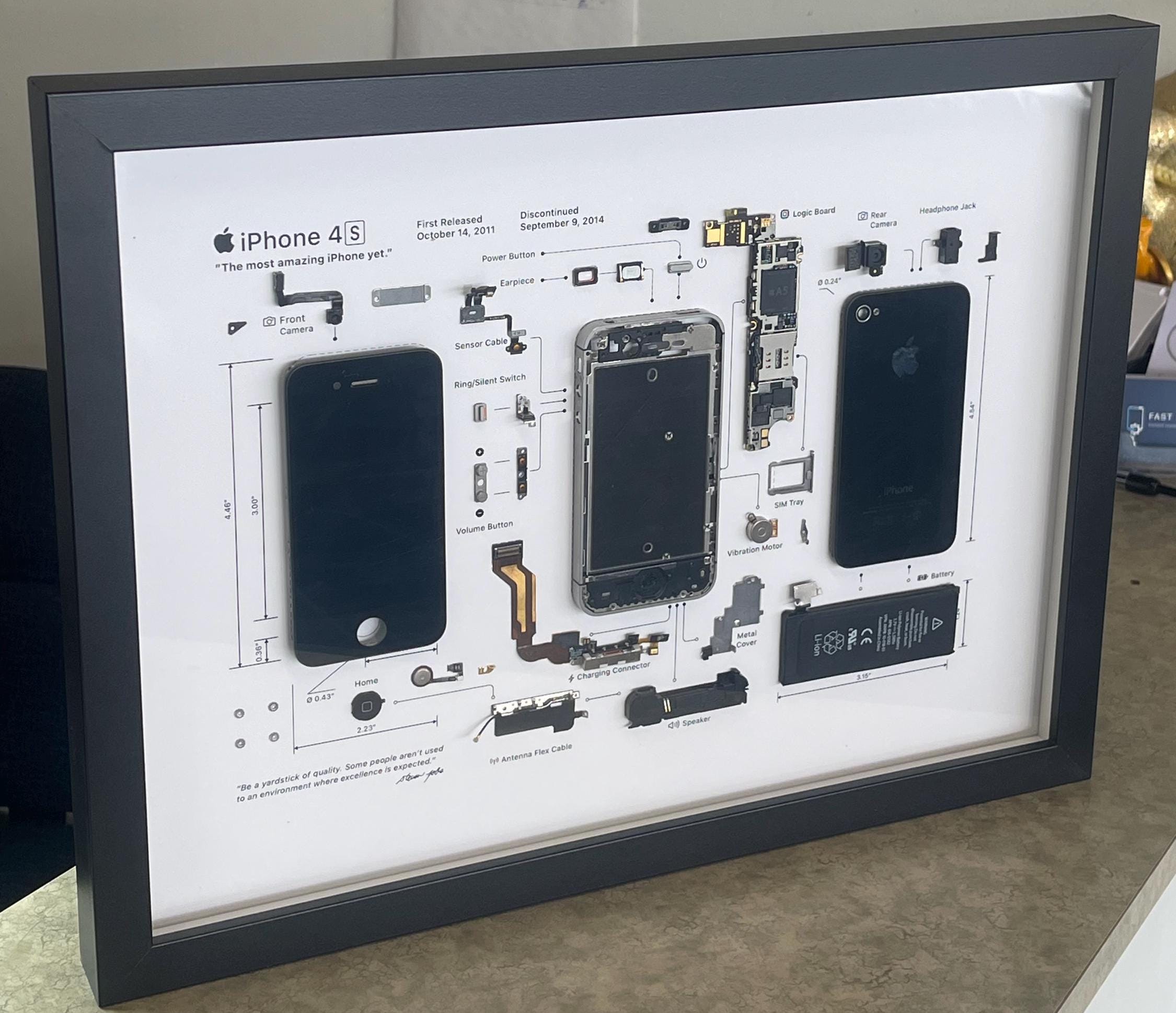 Disassembled iPhone 4 / 4S Frame Art, Teardown With Framed Art ...