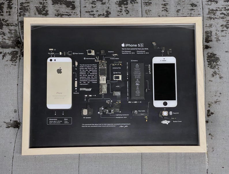 Disassembled iPhone 5 / 5S / SE Frame Art [BLACK SCENE], Teardown With ...