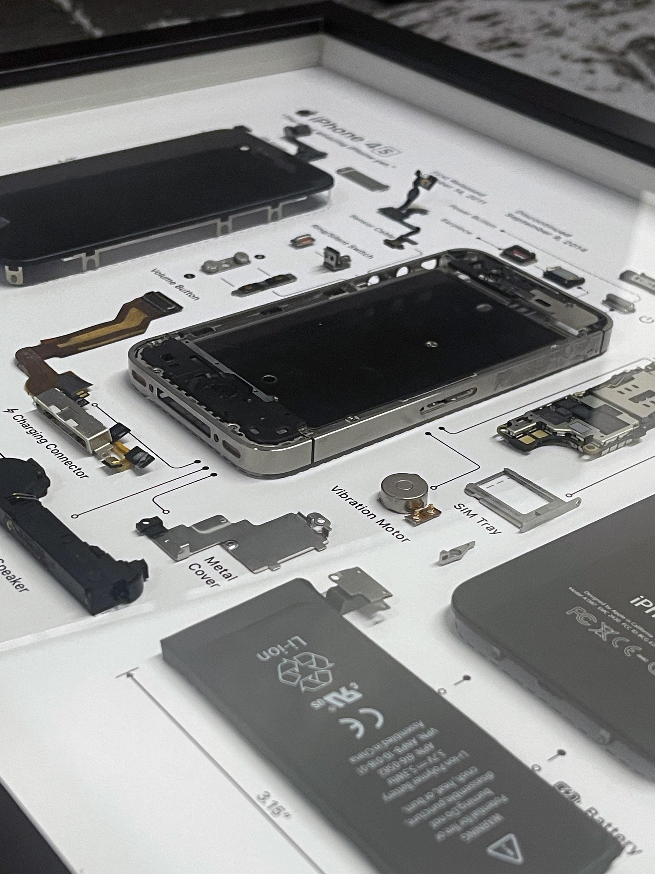 Disassembled iPhone 4 / 4S Frame Art, Teardown With Framed Art ...