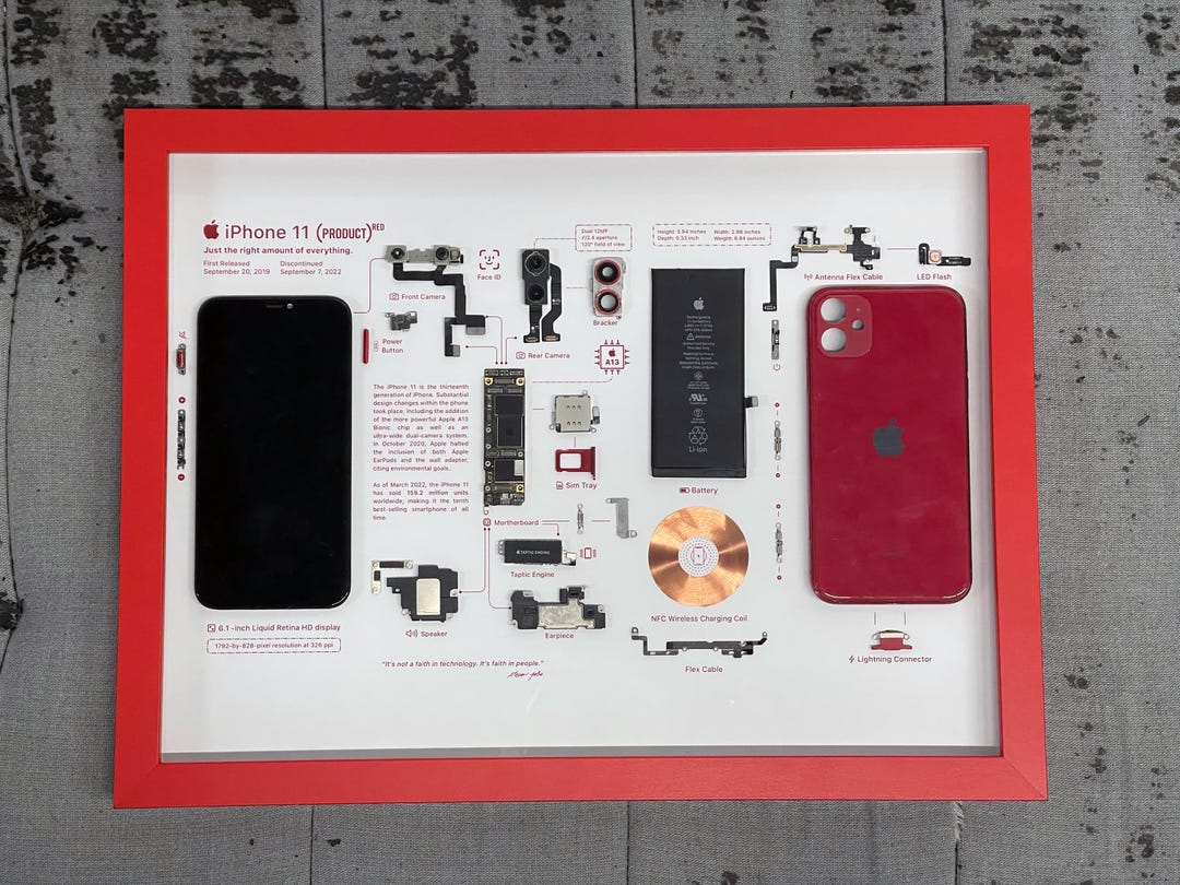 Disassembled iPhone 11, XR, 7 Frame Art [PRODUCT RED], Teardown With ...