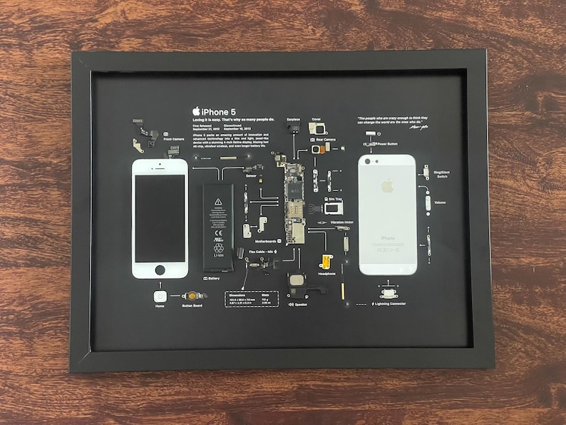 Disassembled iPhone 5 / 5S / SE Frame Art [BLACK SCENE], Teardown With ...