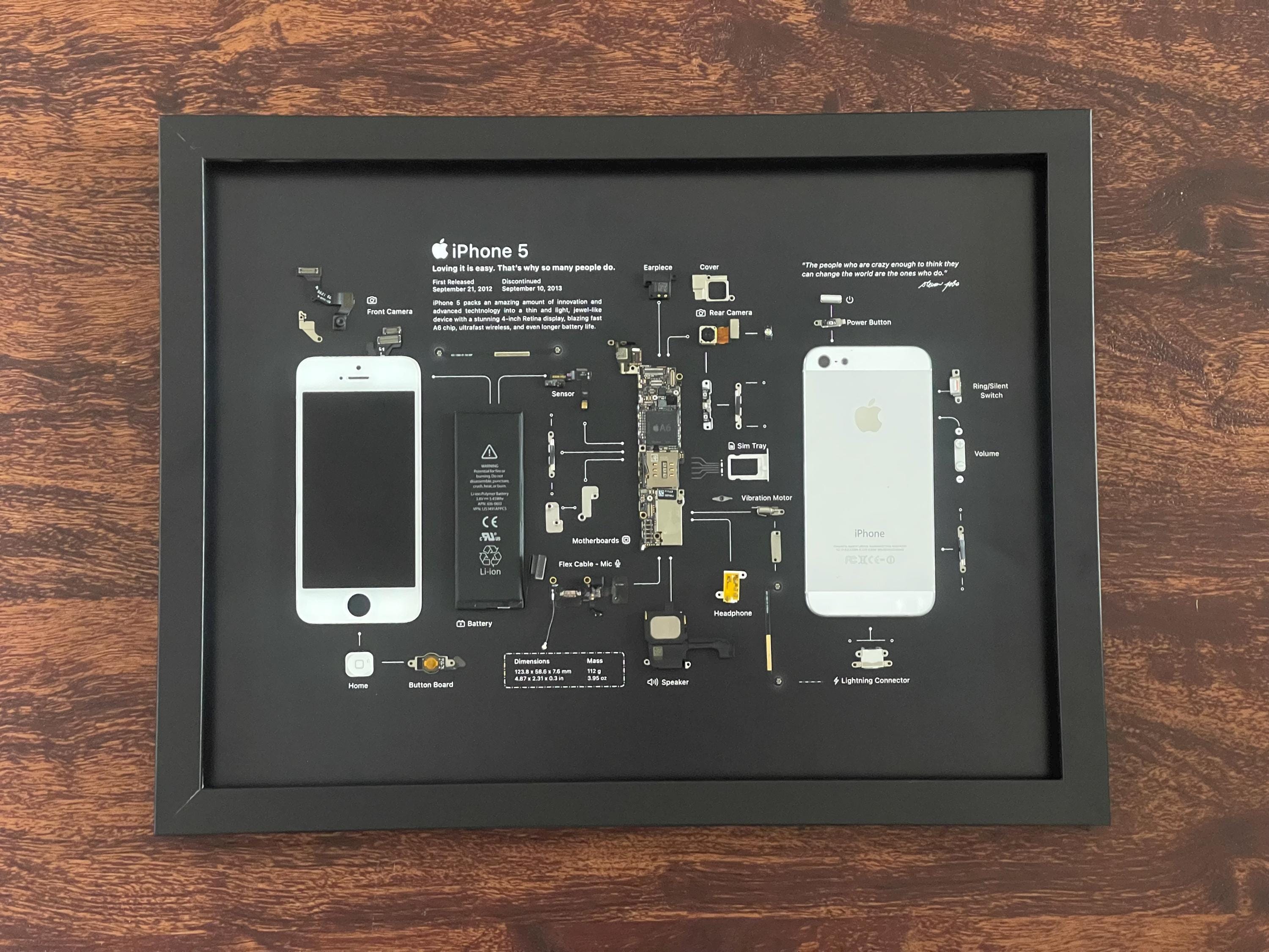 Disassembled iPhone 5 / 5S / SE Frame Art [BLACK SCENE], Teardown With ...