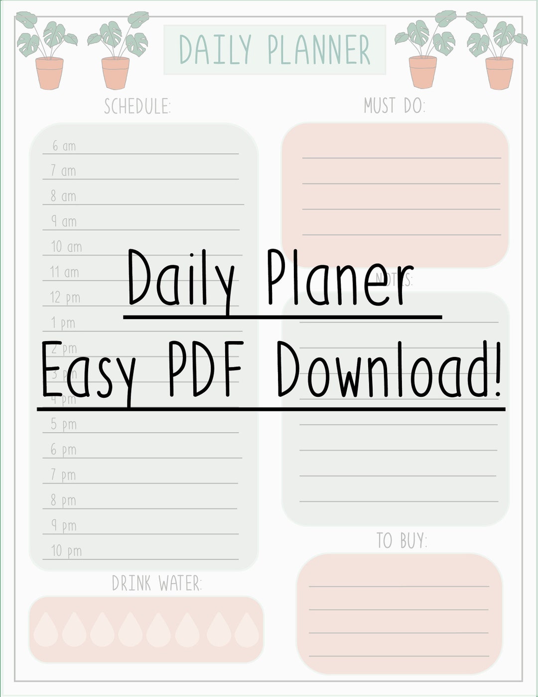 Monstera Daily Planner PDF - Etsy