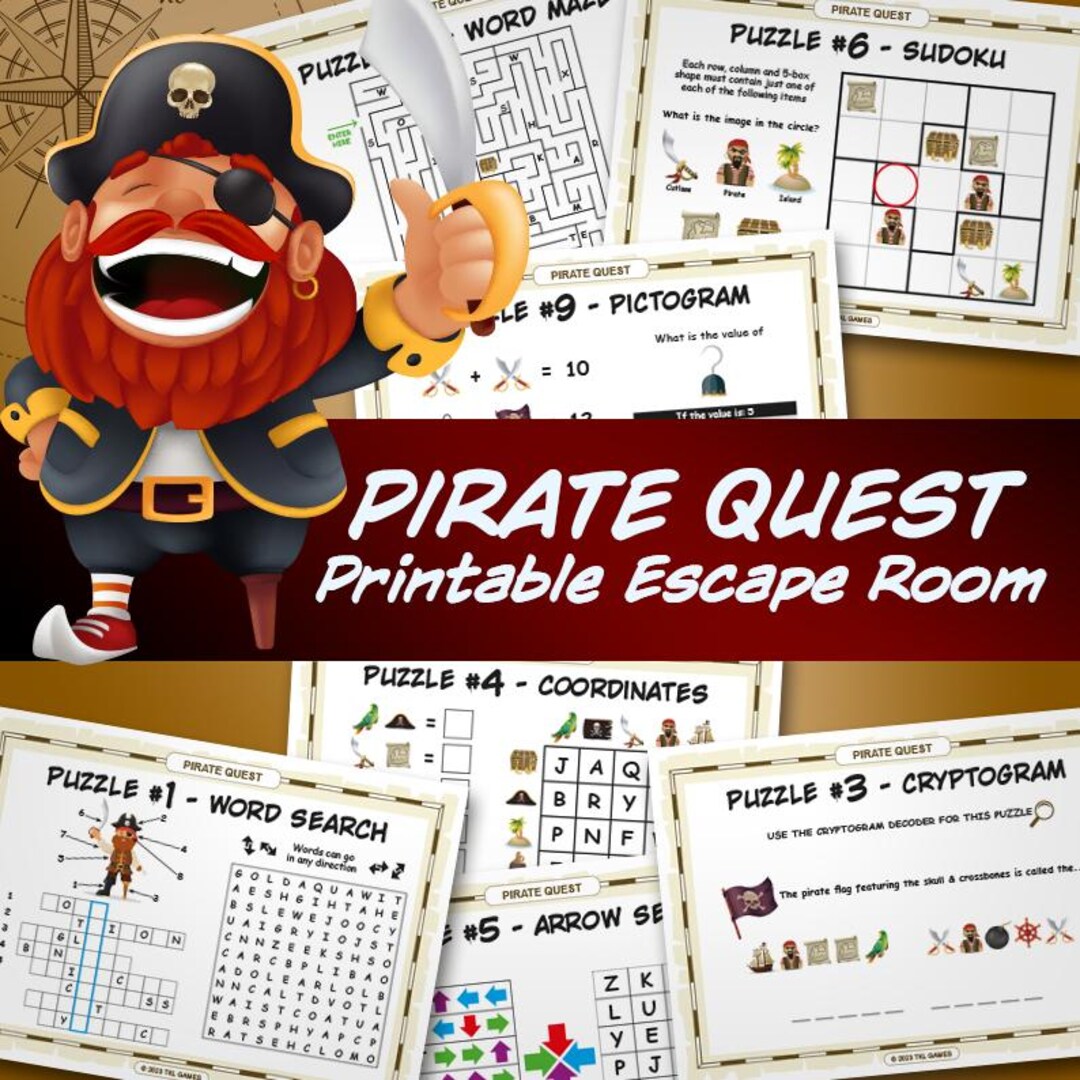 Pirate Quest Printable Escape Room Adventure for Kids - Etsy