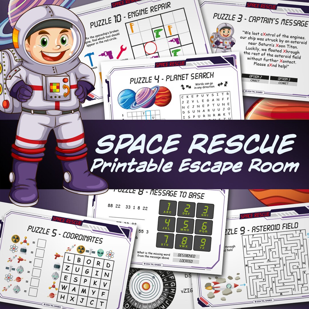Space Rescue Printable Escape Room Adventure for Kids - Etsy