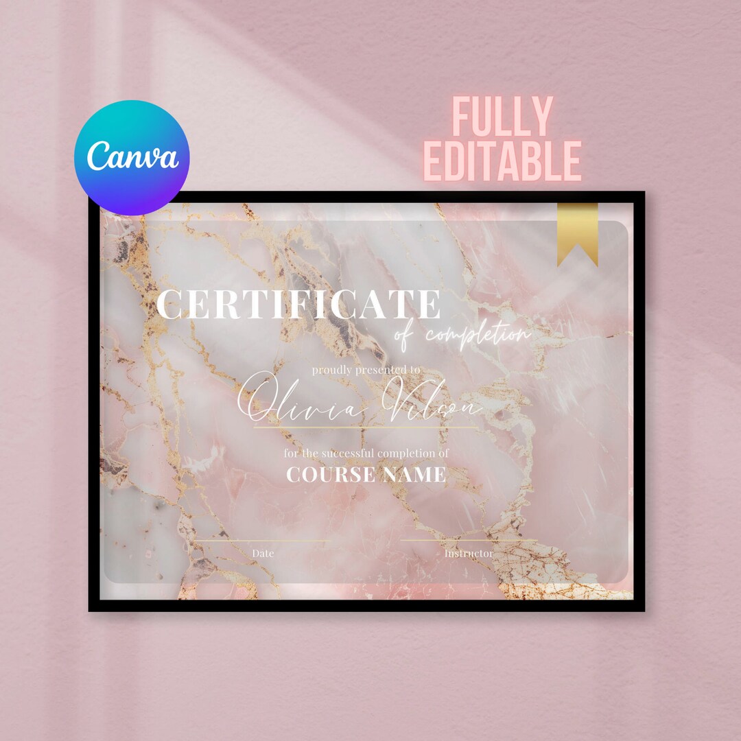 Editable Certificate of Completion,canva Certificate Template,diy Training Course Award,beauty ...