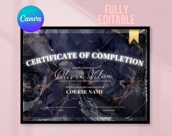 Editable Certificate of Completion,canva Certificate Template,diy ...