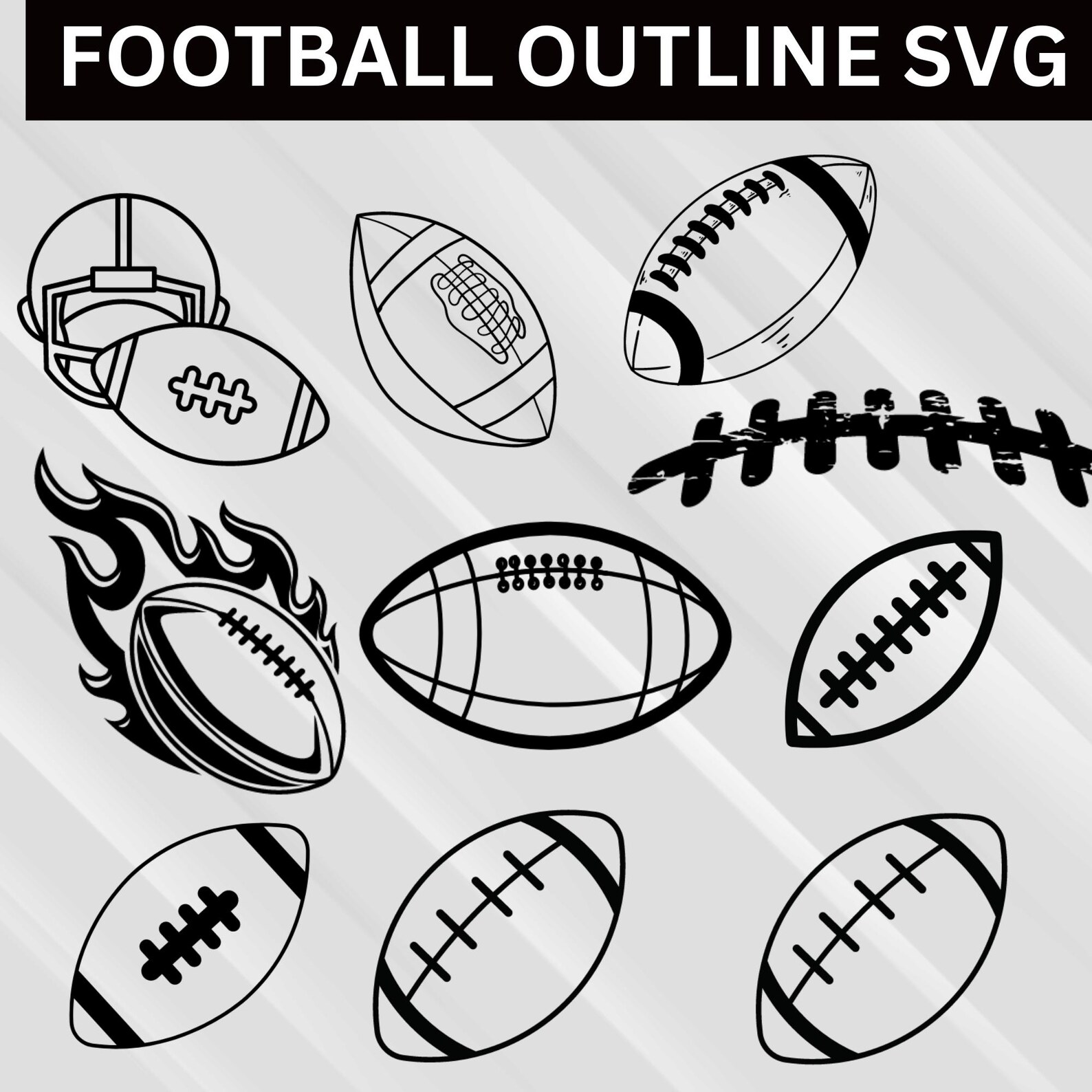 Football Outline Svg/png Bundle,football Png, Football Cutfile,football ...