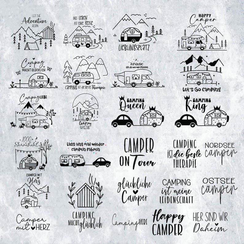 Camping Wohnwagen Svg Plotterdatei, Camper Svg Dxf Png, Camping Sprüche Schriftzüge, Urlaub ...