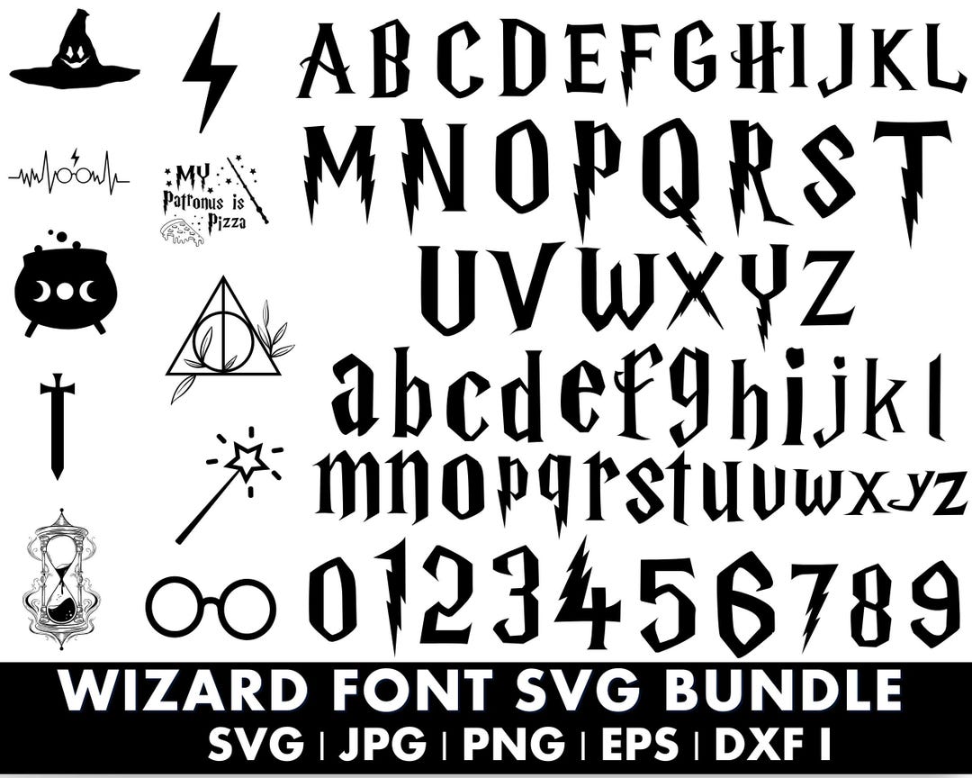 Wizard Font Svg Bundle,magic Svg,wizard Potter Font Svg Png Eps TTF ...