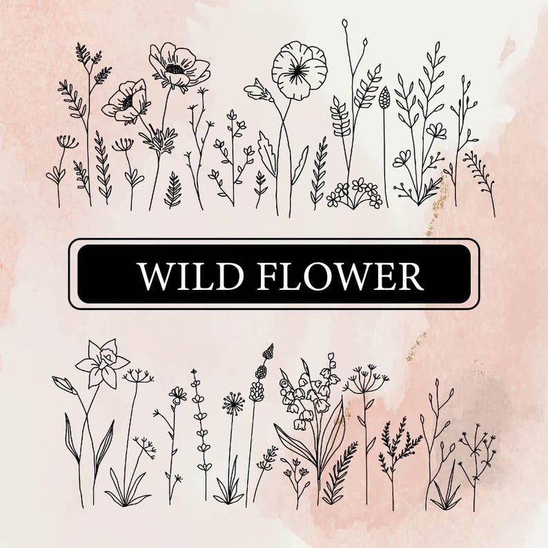 Wildflower Svg Bundle,wild Floral Elements, Wildflower Clip Art ...