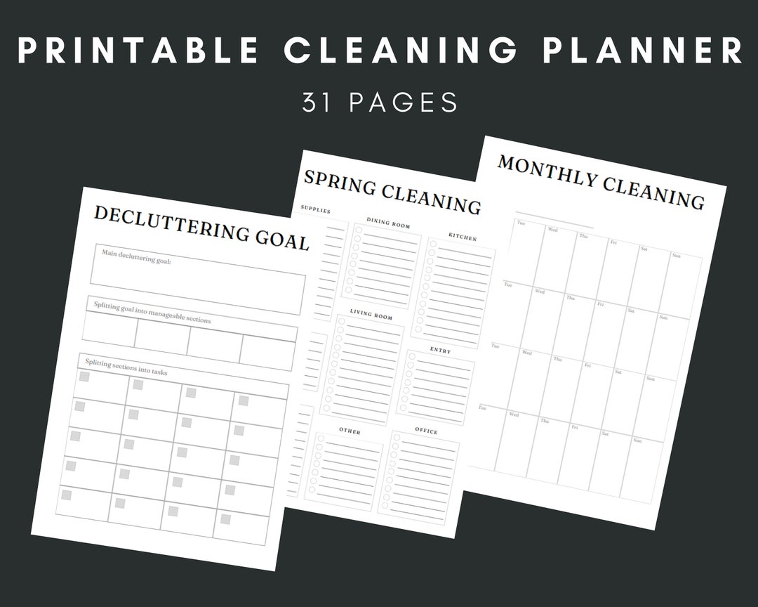Digital and Printable Decluttering & Cleaning Planner - Complete Home ...