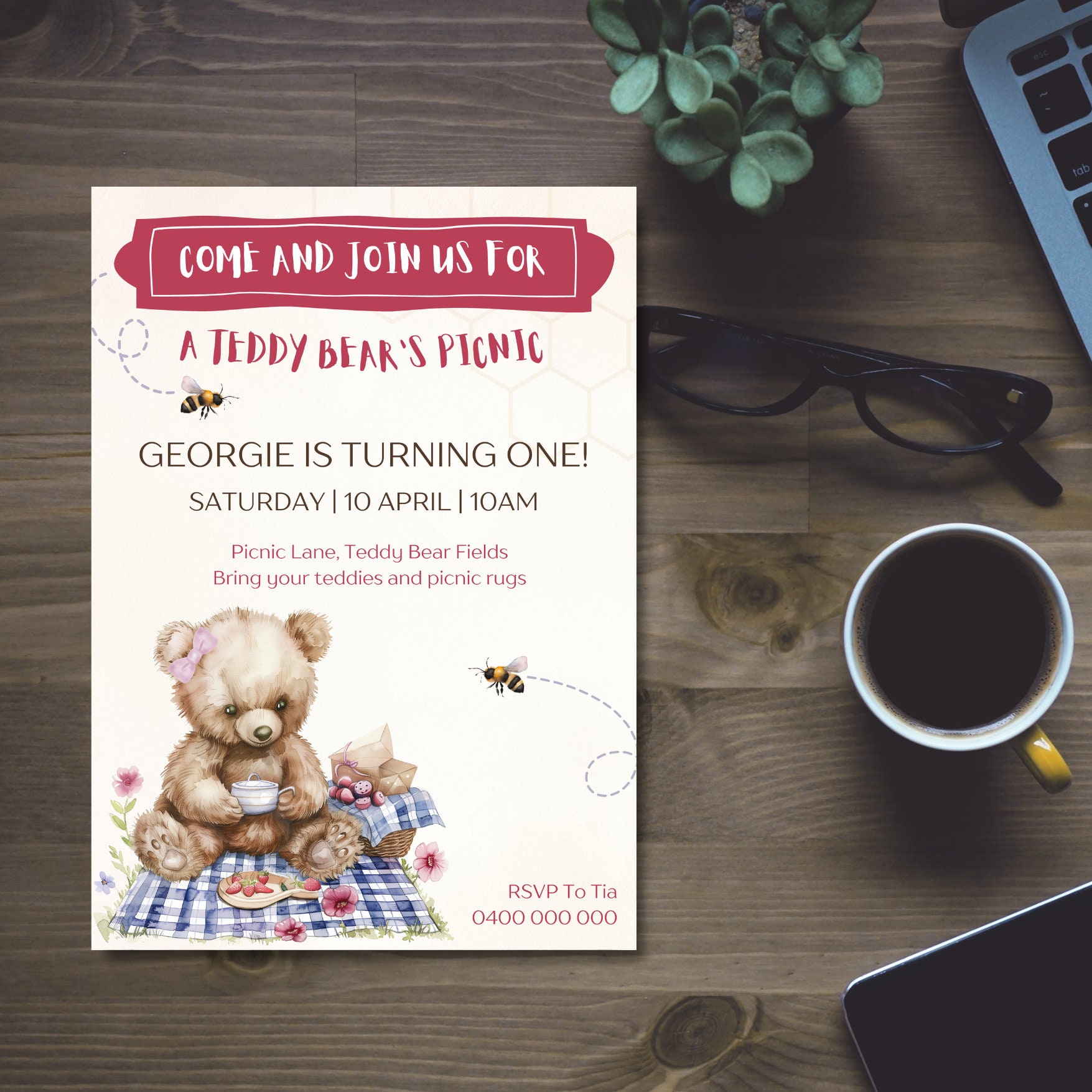 Pink Teddy Bear Picnic Invitation Teddy Bear Bow birthday Invitation pink-teddy-bear-picnic-invitation-teddy-bear-bow-birthday-invitation