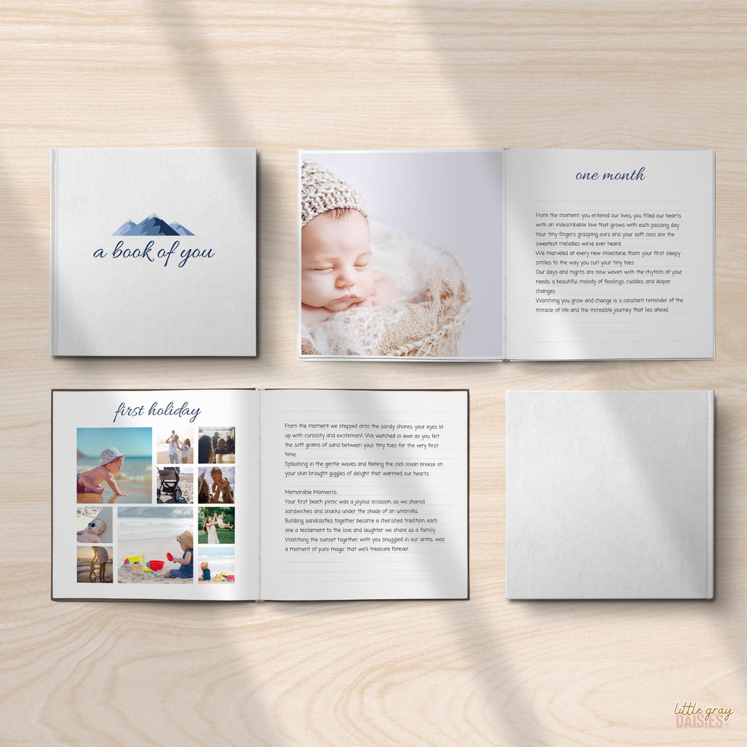 Boy Baby Book Template | Blue Mountain | Baby Ebook | Canva Template ...