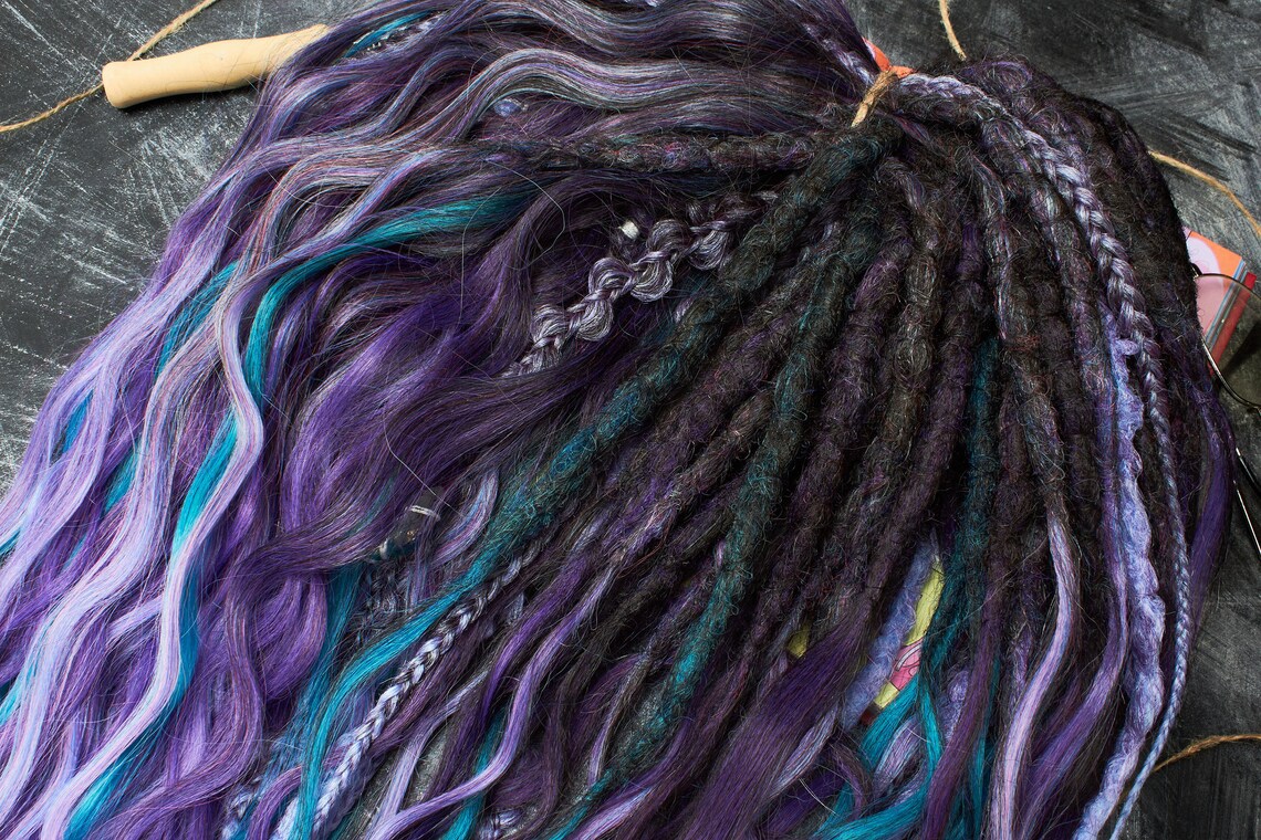 Synthetic Dreadlocks, Curly and Textured Dreads, Purple Ombre Wave Hair ...