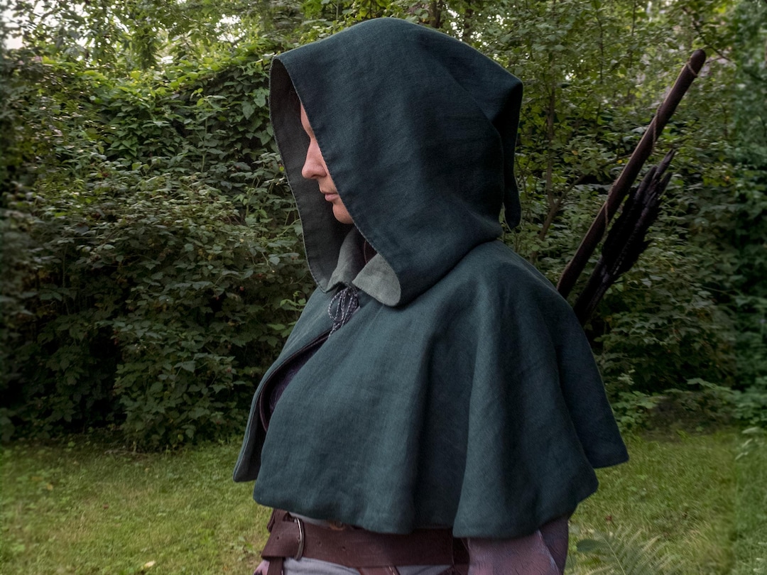 Double-sided Linen Hood Brokilon Inspired Witcher / Larp Cape ...