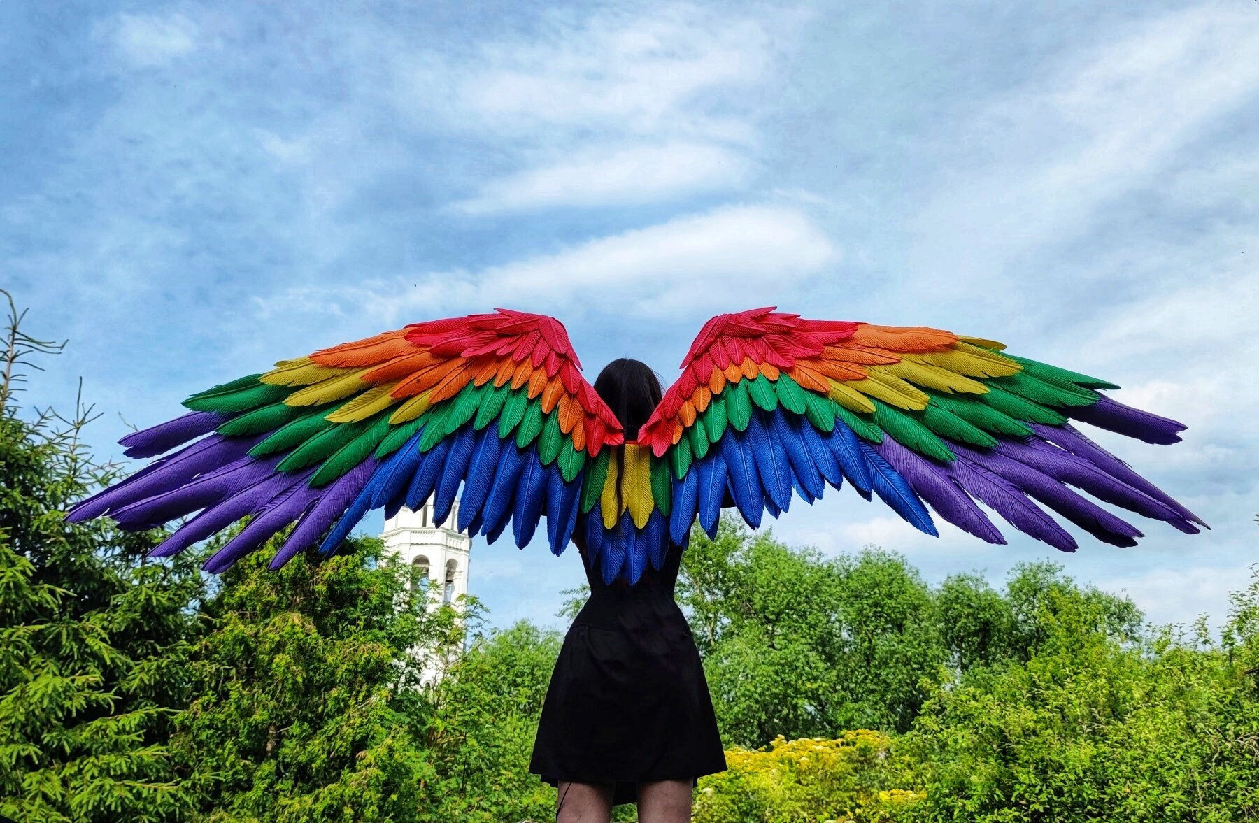 Large Movable Rainbow Adult Wings Costume/lgbt Pride Accessories/photo ...