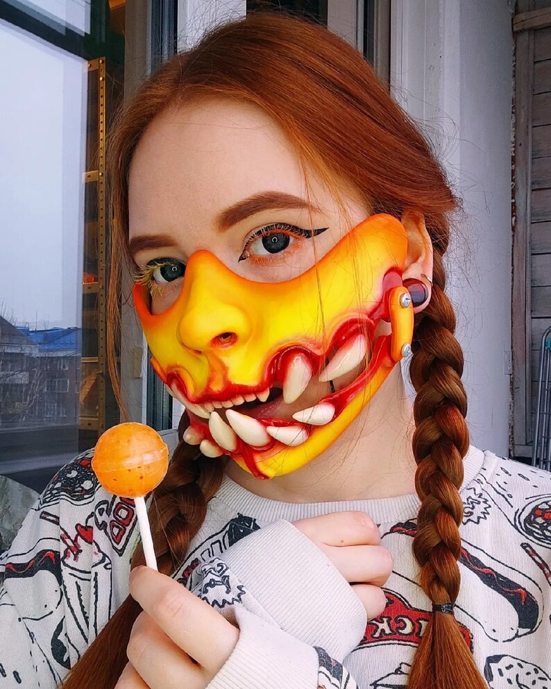 Demon Mask, Movable Jaw, Halloween Costume, Devil, Oni, Cosplay, Craft ...