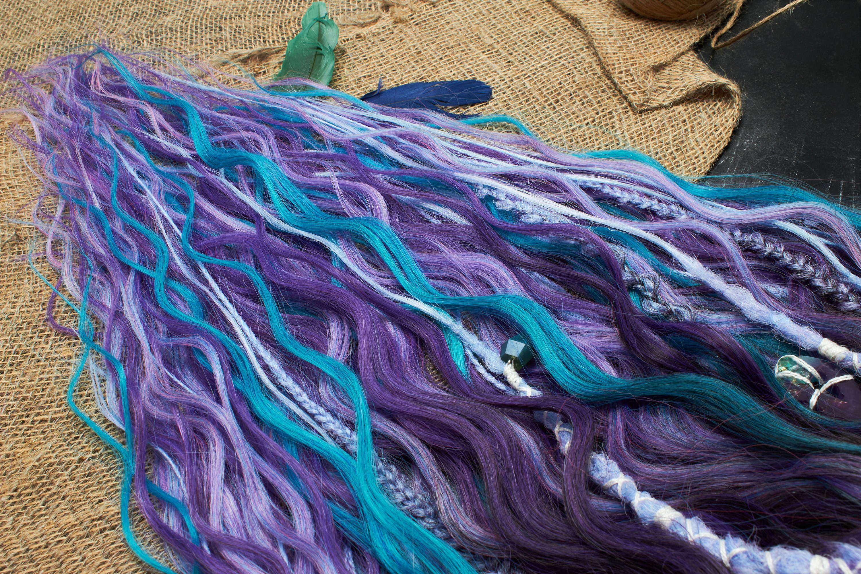 Synthetic Dreadlocks, Curly and Textured Dreads, Purple Ombre Wave Hair ...